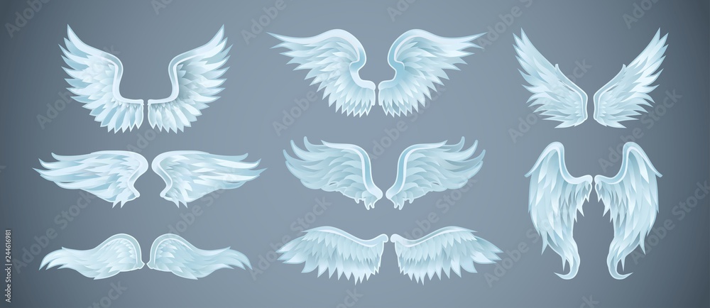 Set of angel wings with different shapes. Vector illustration Stock ...