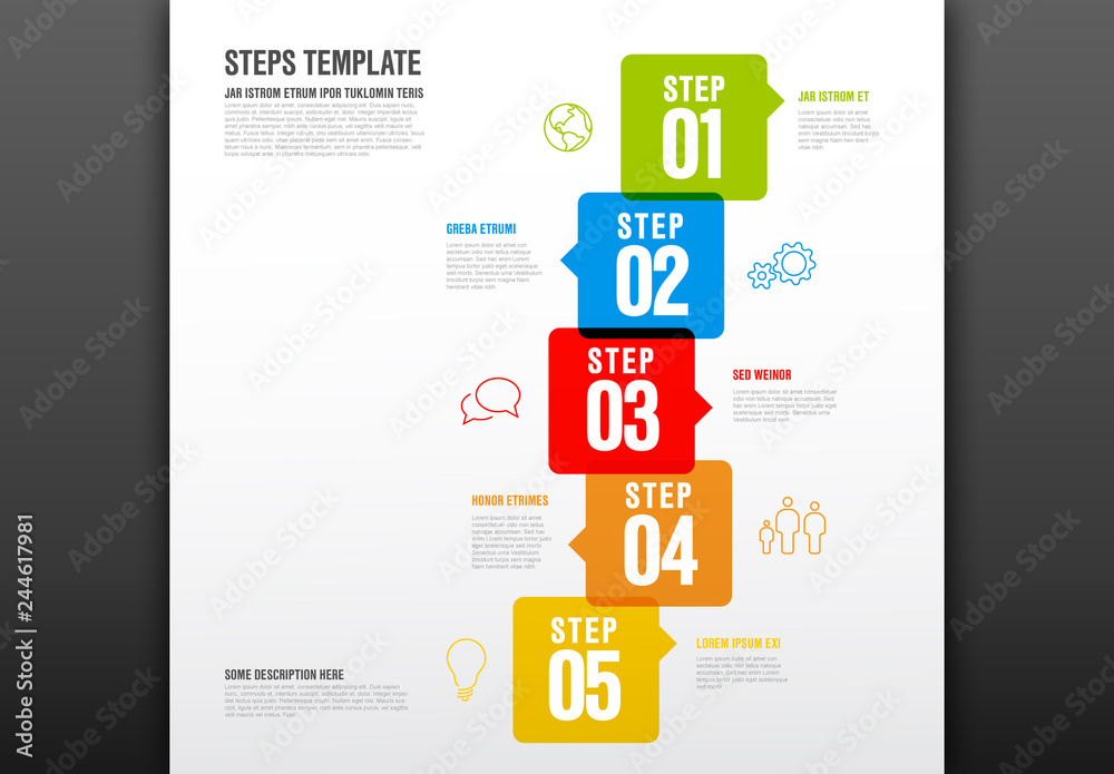 5 Step Infographic Layout Stock Template | Adobe Stock
