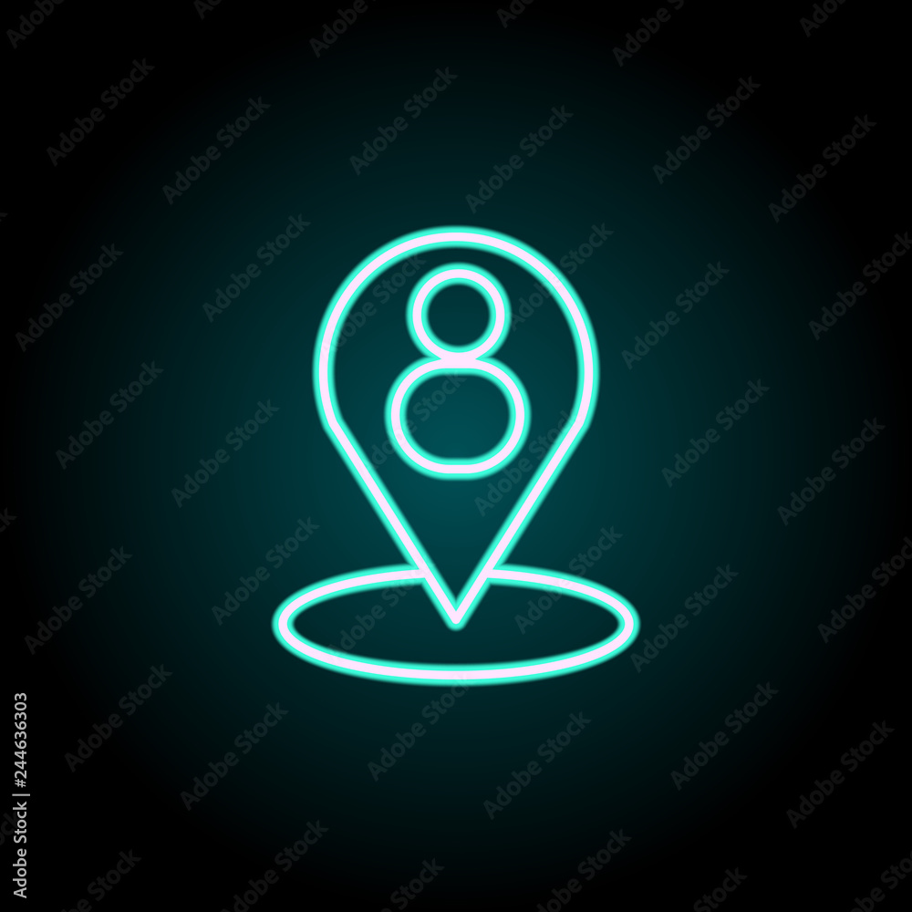 man in pin icon. Elements of Navigation in neon style icons. Simple ...