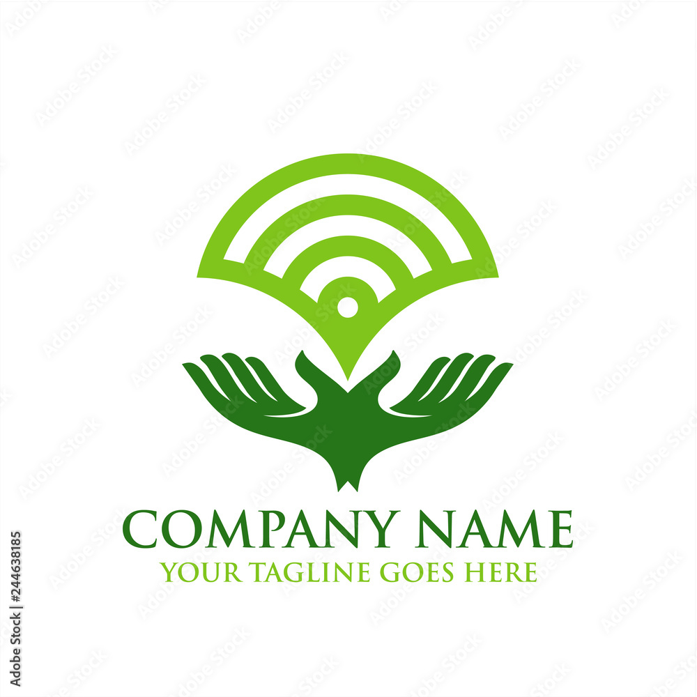 Wifi signal care logo icon, Technology care with wi-fi signal Stock ...