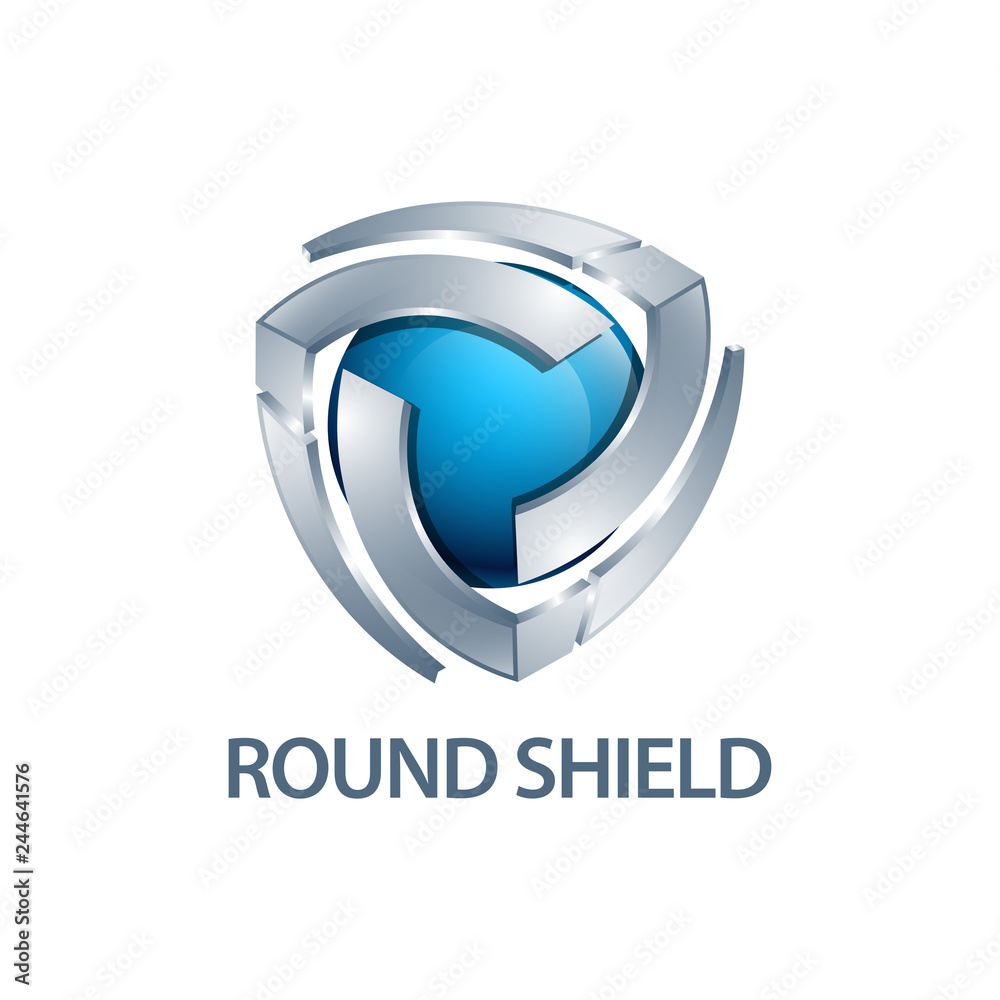 Round shield logo concept design. three dimensional style. 3D Symbol ...