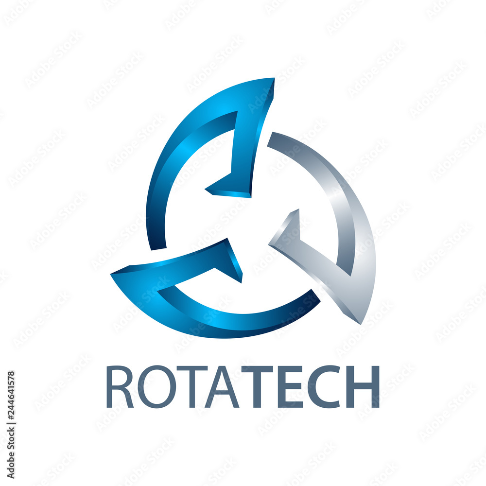 Rotate technology logo concept design. three dimensional style. 3D ...