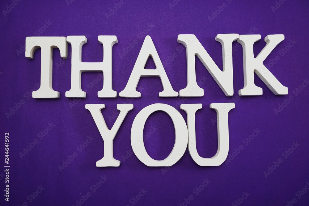 Thank You alphabet letters on purple background Stock Photo | Adobe Stock