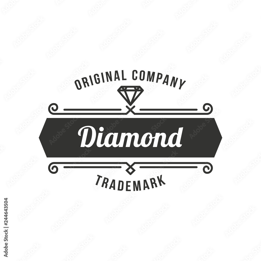Vecteur Stock Diamond Logo Concept. Retro Vintage Insignia, Logotype ...