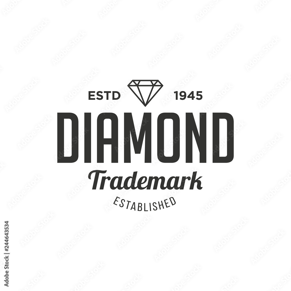 Diamond Logo Concept. Retro Vintage Insignia, Logotype, Label or Badge ...