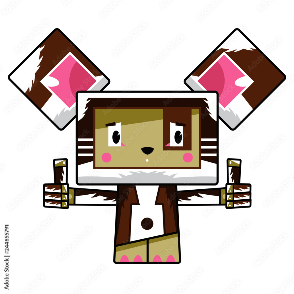 Cute Cartoon Block Puppy Dog with Thumbs Up Stock Vector | Adobe Stock