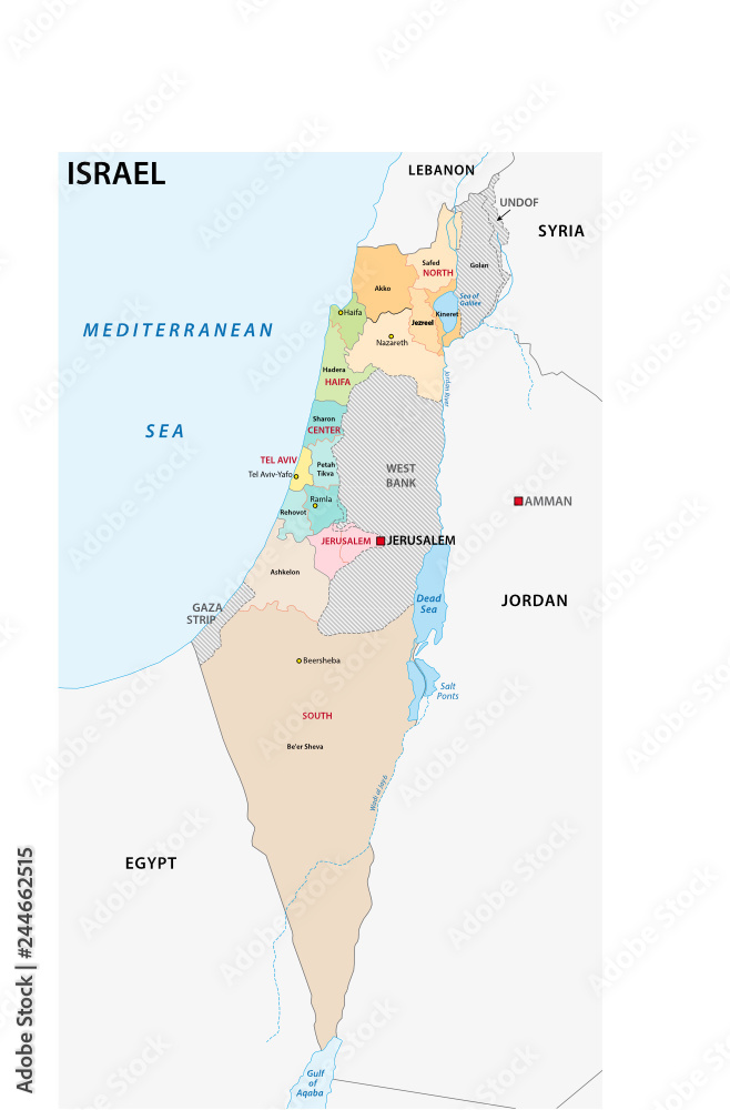 Israel administrative and political vector map Stock Vector | Adobe Stock