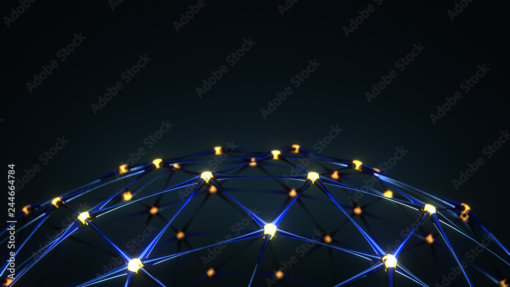 Plexus network structure with glowing nodes 3D rendering Stock-Illustration | Adobe Stock