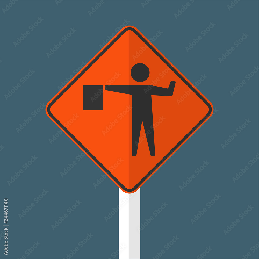Flagger Road Sign