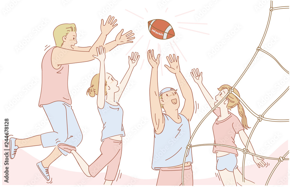 Friends Playing American Football