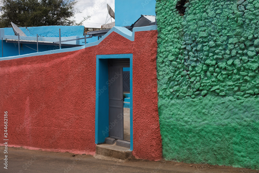 Harar / Ethiopia - May 04 2017: The entry to a house in the town of ...