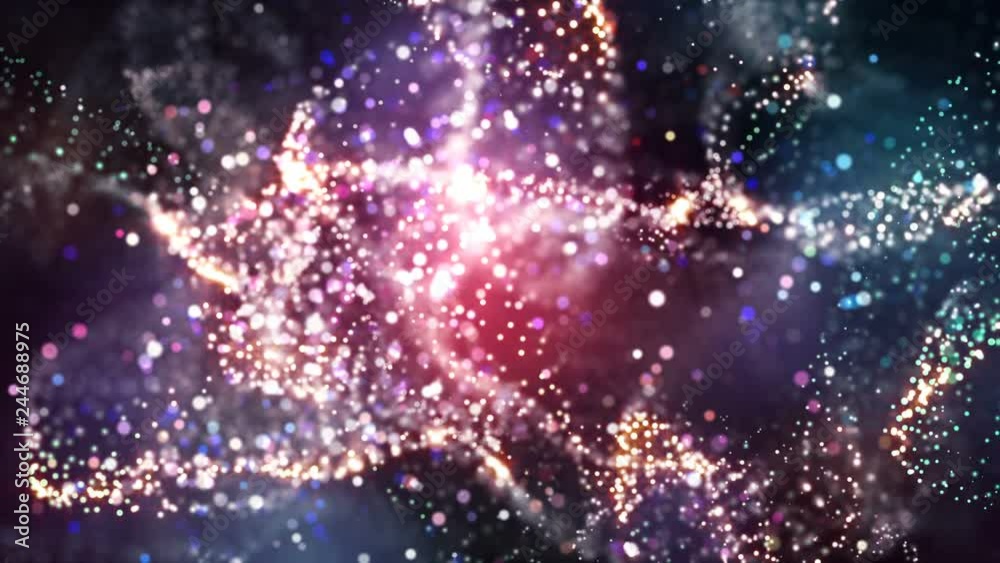 4K Abstract motion background animation shining particles stars sparks ...
