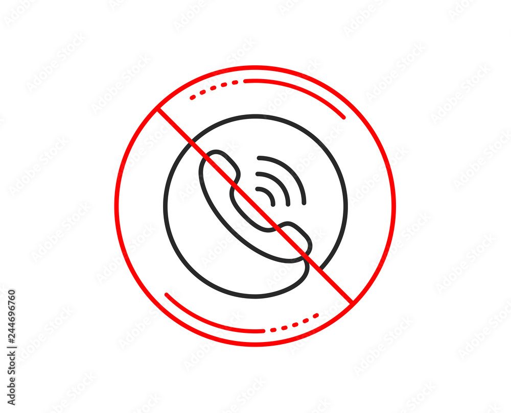 No or stop sign. Call center service line icon. Phone support sign ...