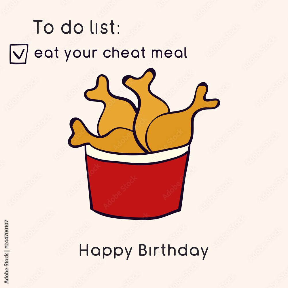 Doodle illustration of fast food. Junk food. Eat your cheat meal. Funny ...