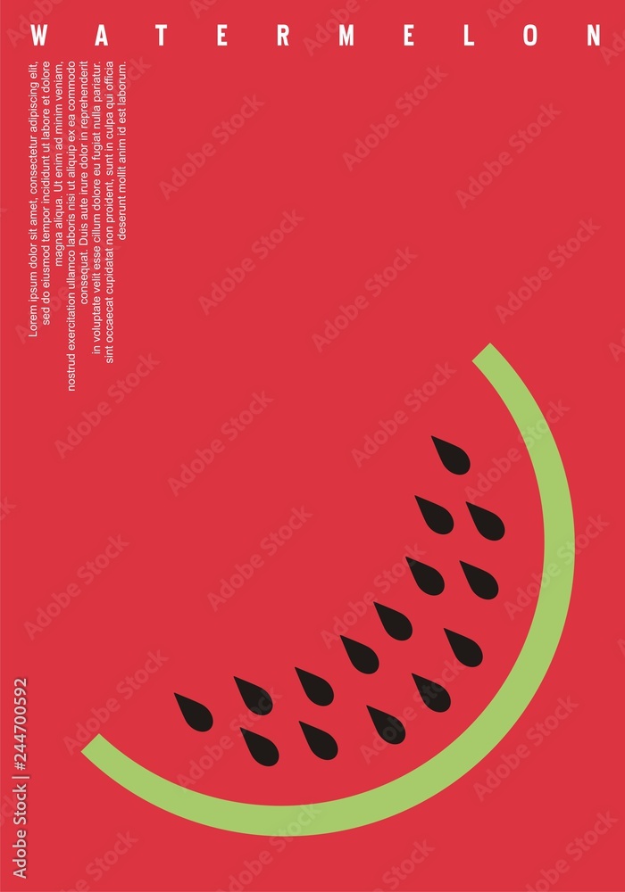 Watermelon minimalists banner design. Fruit poster abstract background ...