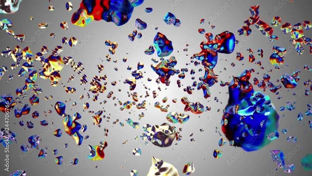 Vidéo Stock colorful liquid metal water drops randomly diffused in ...