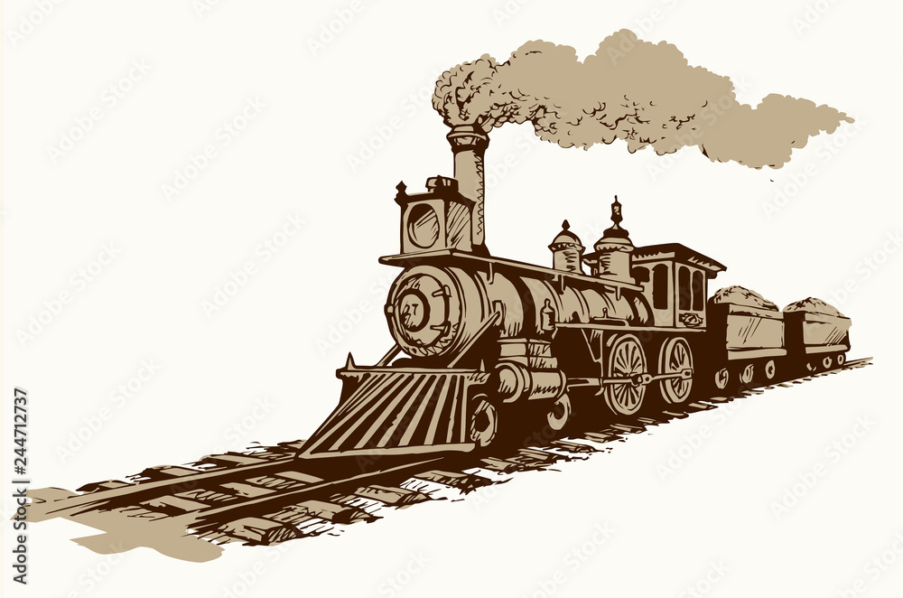 Vector illustration. Locomotive Stock Vector | Adobe Stock