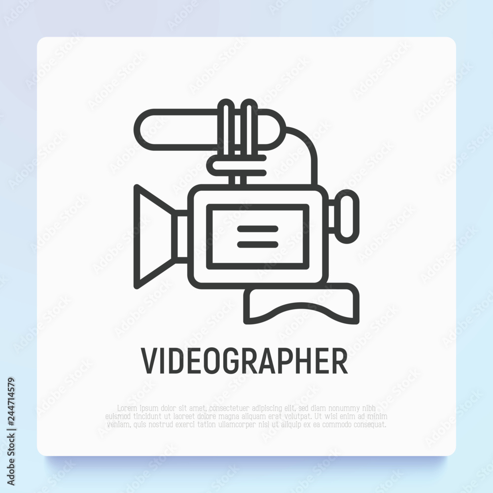 Video camera thin line icon. Modern vector illustration for ...