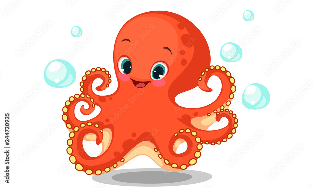 Cute octopus cartoon Stock Vector | Adobe Stock