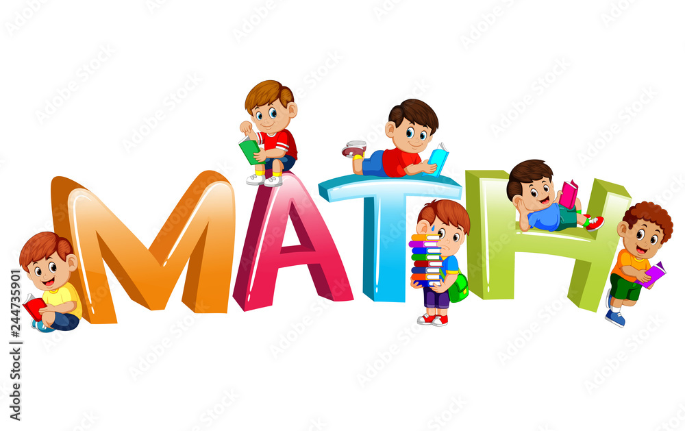 Font design for word math with kids reading book Stock Vector | Adobe Stock