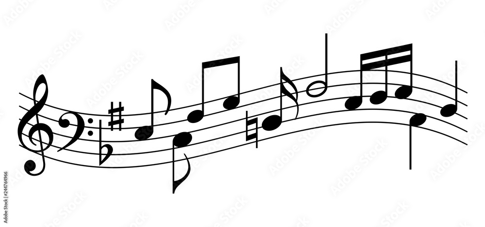 Music staff and notes vector icon Stock Vector | Adobe Stock