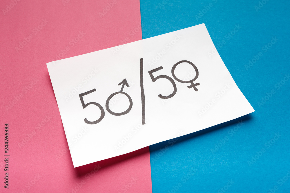 Gender stereotypes, role of man and woman in society Stock Photo ...