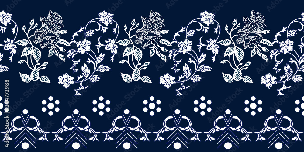Seamless blue border with Chinese art motifs. Stock Vector | Adobe Stock