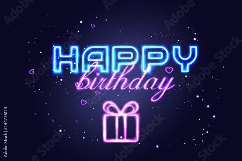Happy Birthday Neon Text Vector. Happy Birthday neon sign, design ...