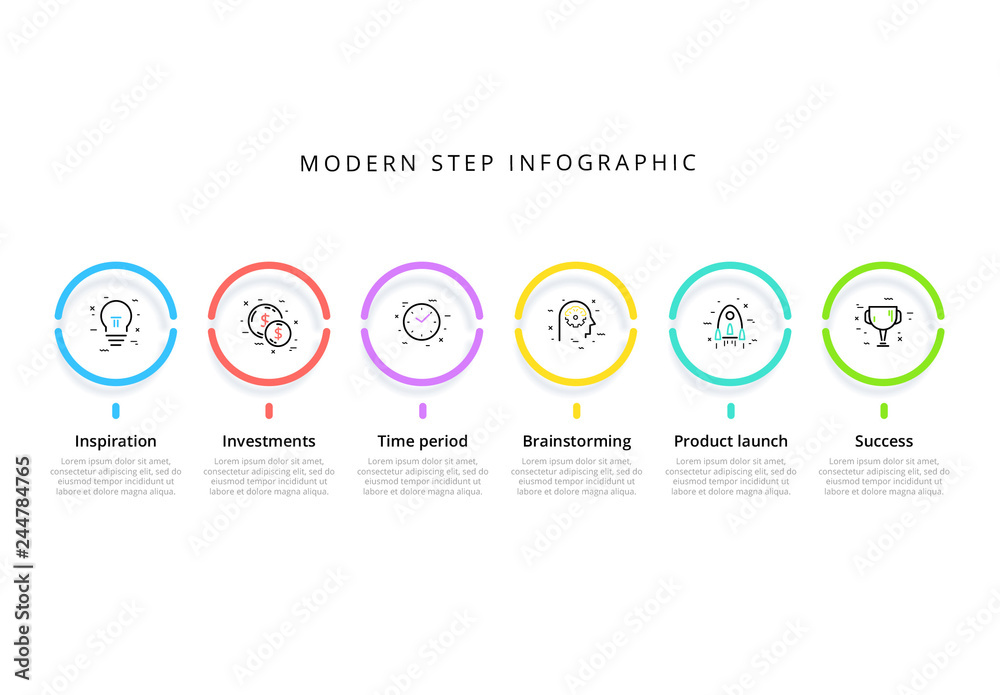 6 Step Infographic Stock Template | Adobe Stock