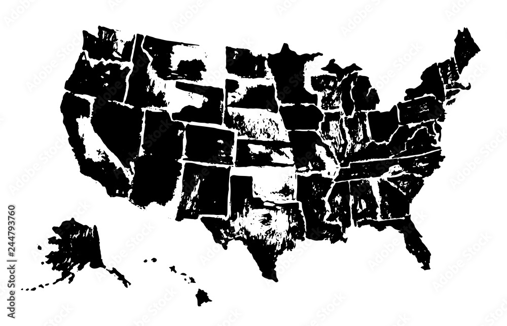 Drawing Art Map Of United States Of America Spot Stock Vector | Adobe Stock