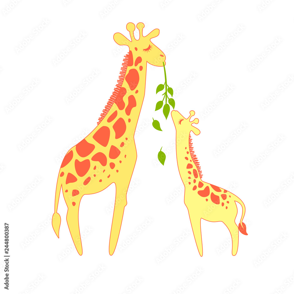 Mother And Baby Giraffe Clip Art