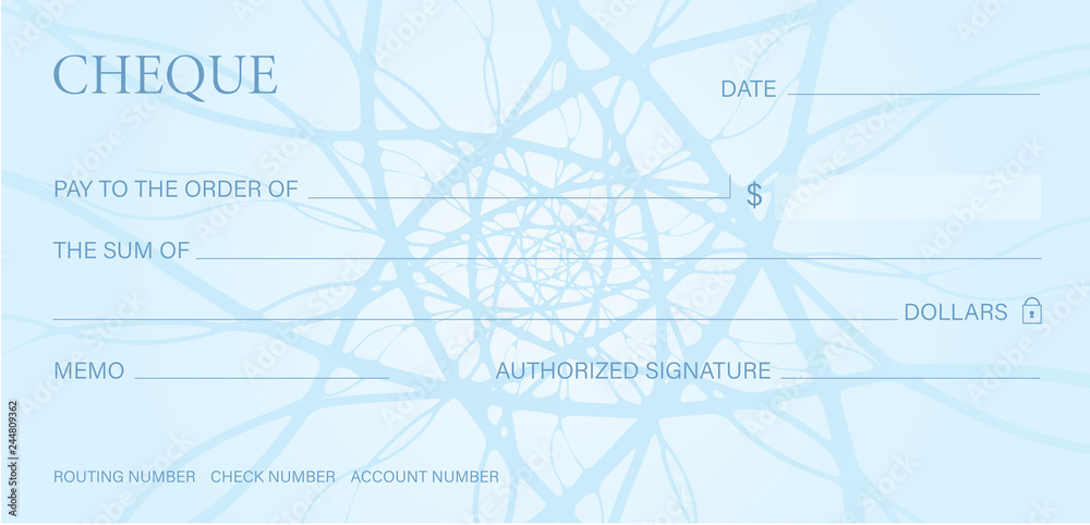 Cheque, Check (Chequebook template). Guilloche pattern with abstract ...