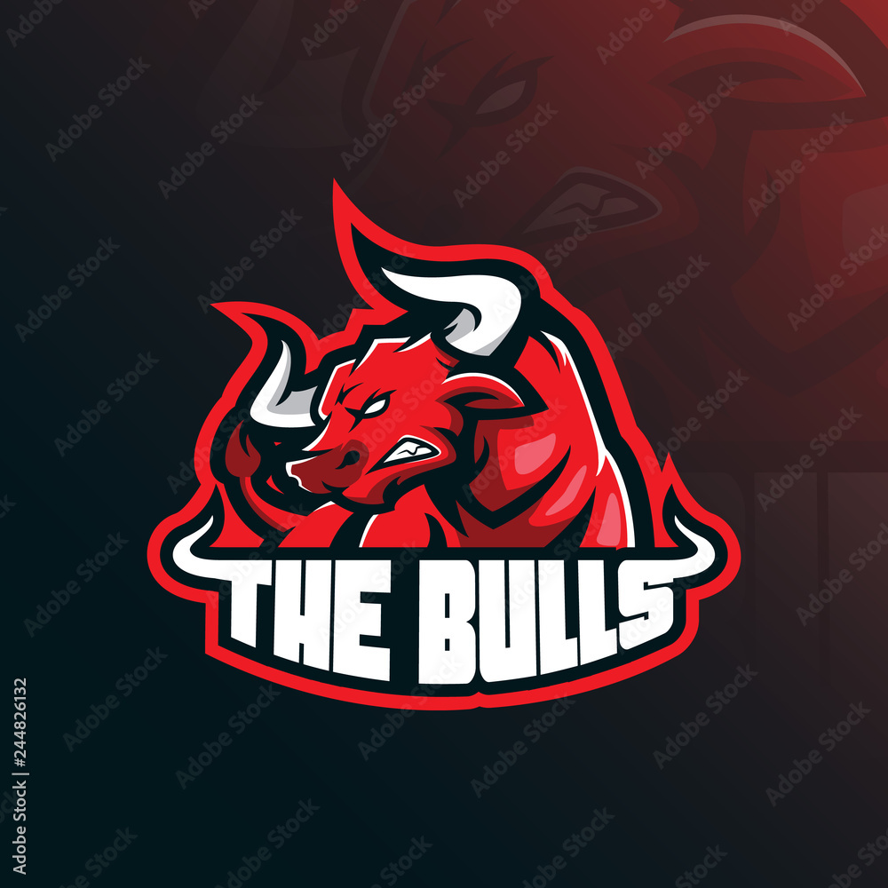 bull mascot logo design vector with modern illustration concept style ...