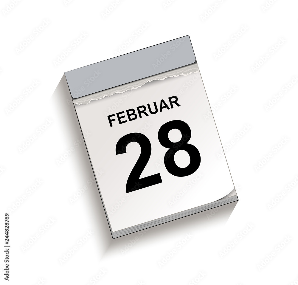 Kalender, Abreißkalender mit Datum 28 Februar Vektor Illustration ...