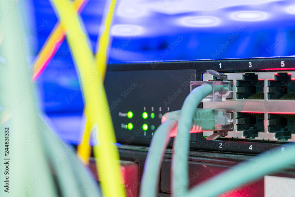 The Internet switch is in the server room of the data center. The ...