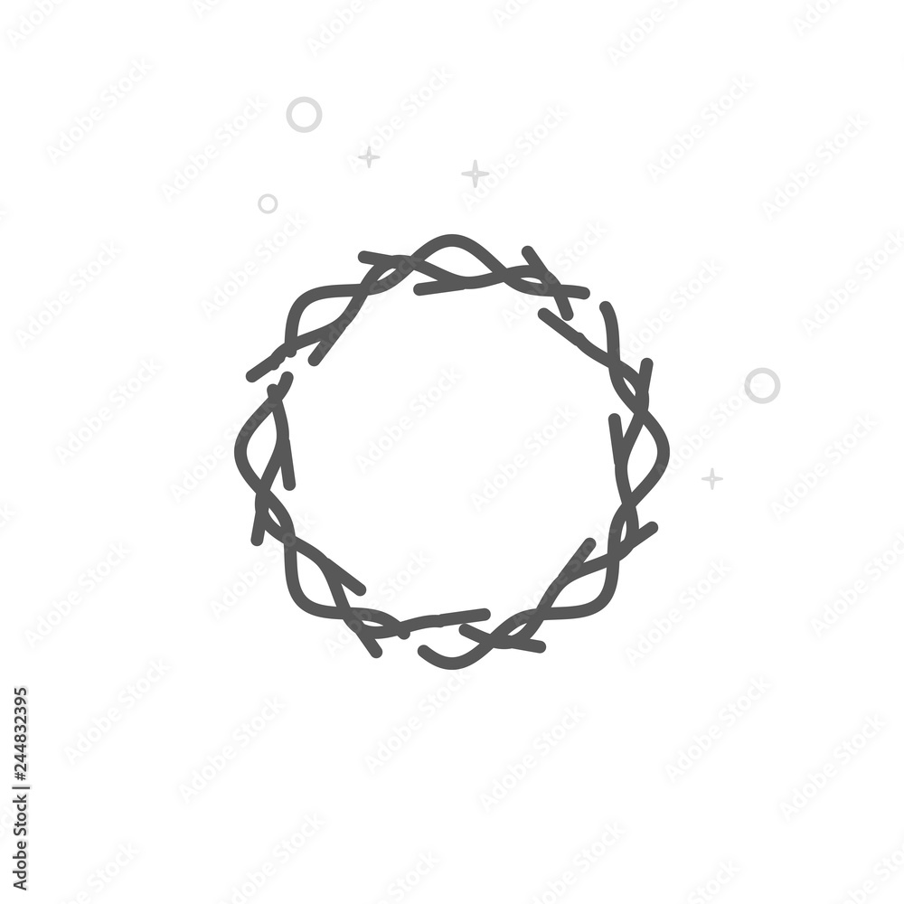 Crown of Thorns Vector Line Icon, Symbol, Pictogram, Sign. Light ...