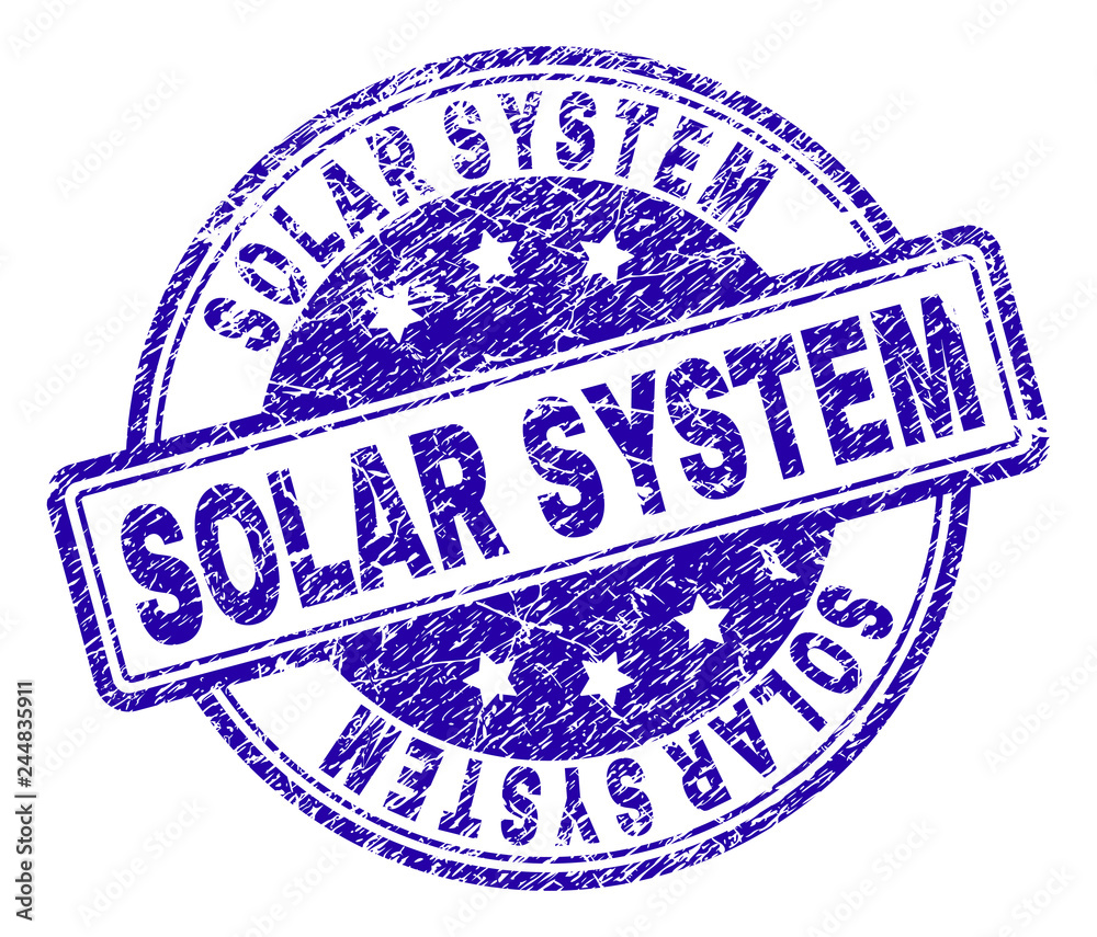 SOLAR SYSTEM stamp seal imprint with distress texture. Designed with ...