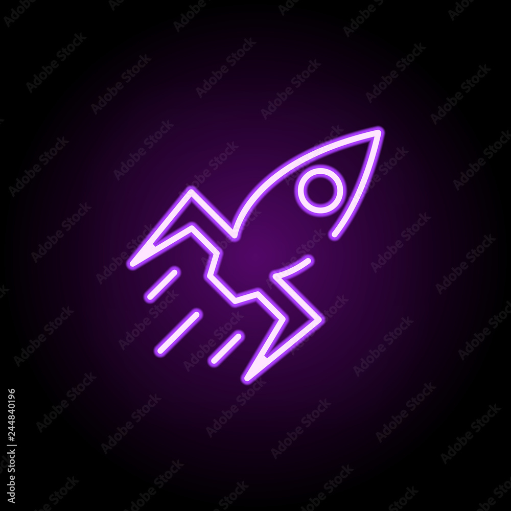 rocket icon. Elements of startups in neon style icons. Simple icon for ...