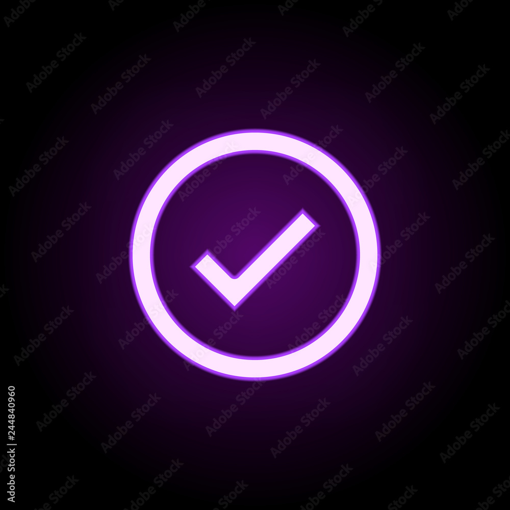 check icon. Elements of web in neon style icons. Simple icon for ...