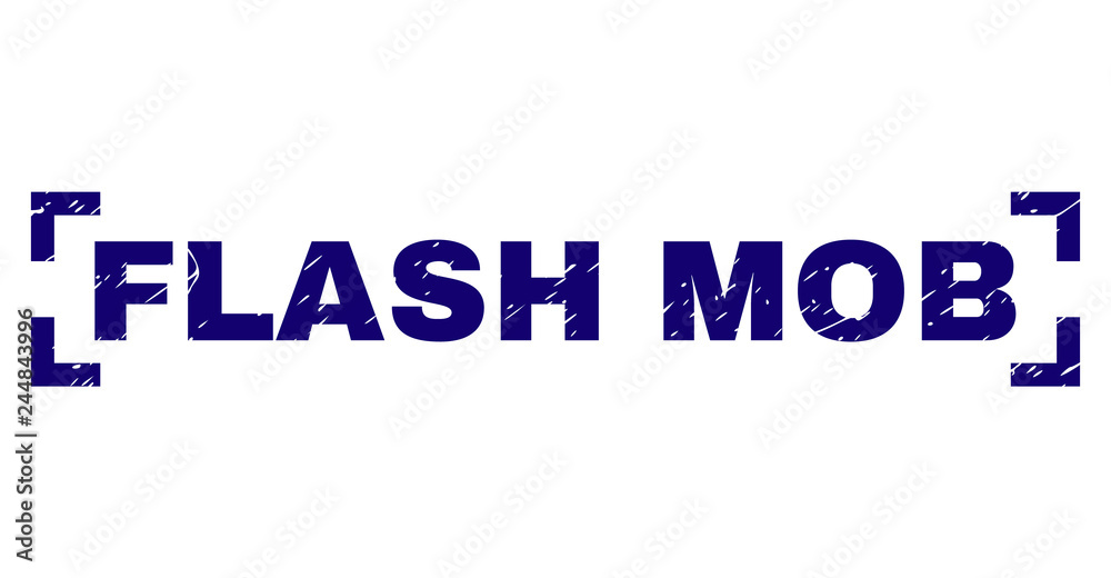 FLASH MOB text seal print with distress style. Text label is placed ...
