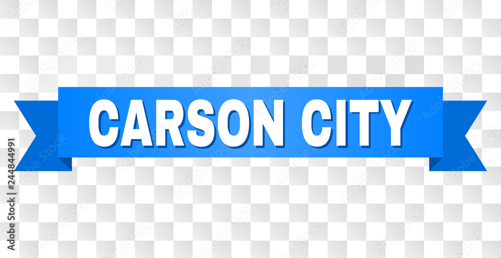 CARSON CITY text on a ribbon. Designed with white caption and blue tape ...