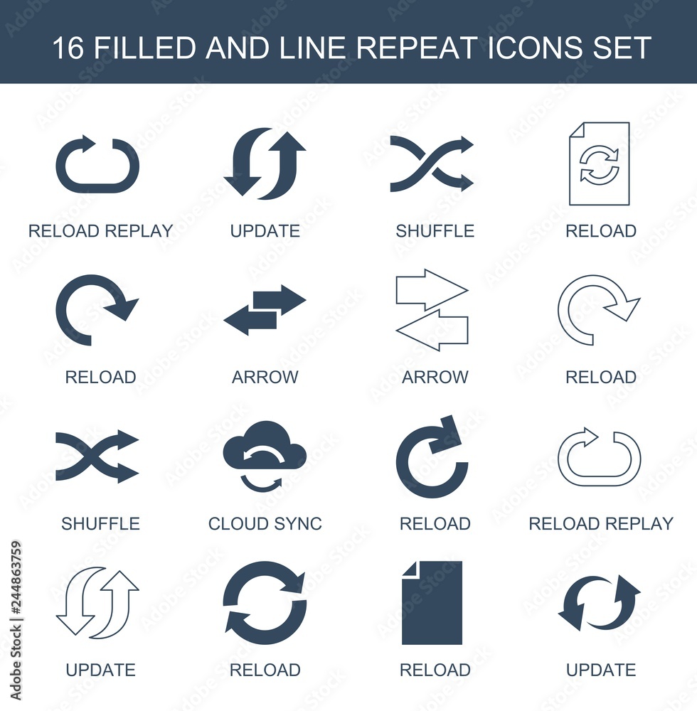 16 repeat icons Stock Vector | Adobe Stock