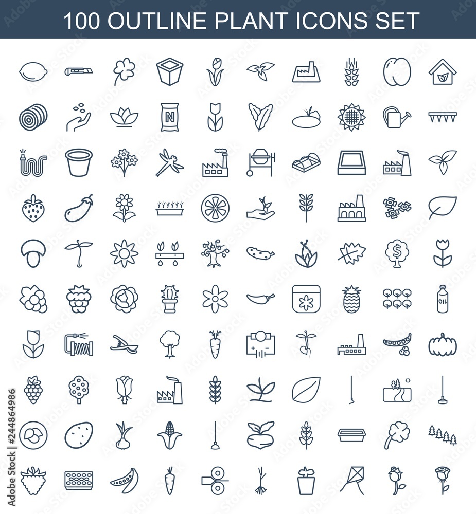 100 plant icons Stock Vector | Adobe Stock