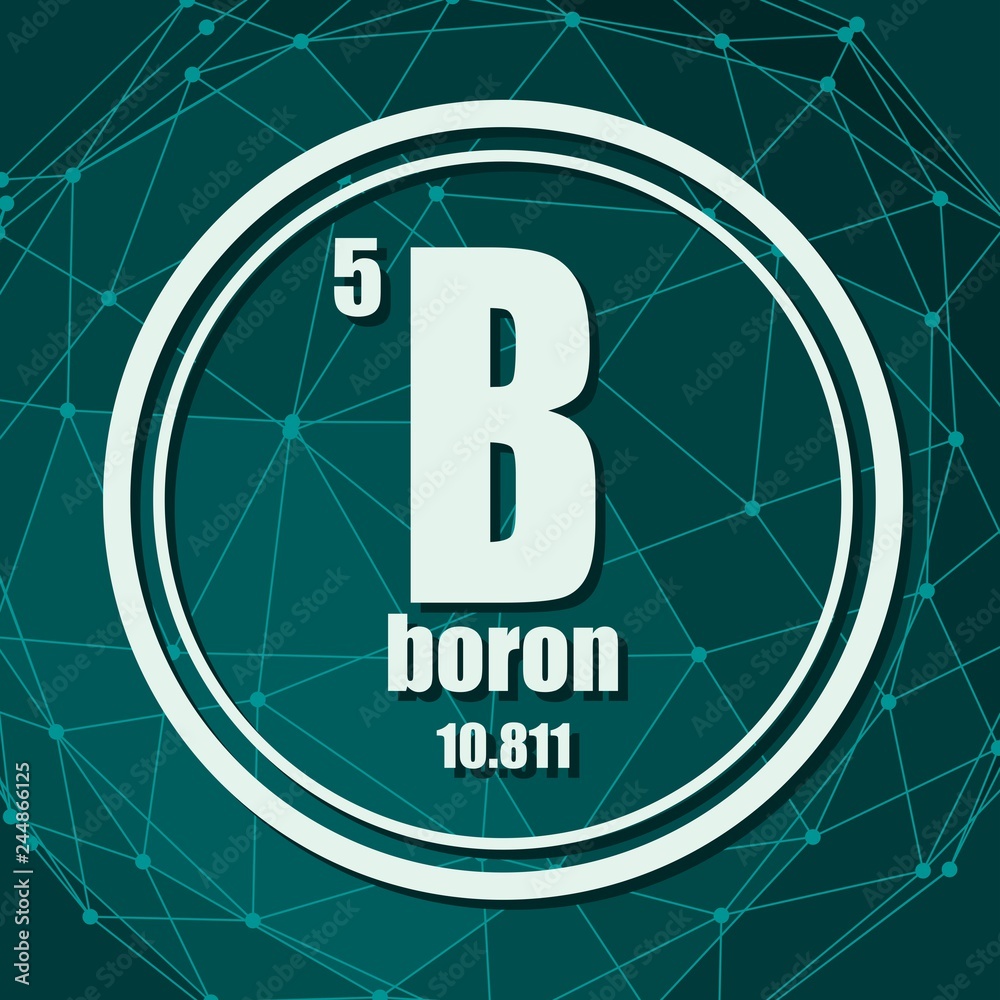 Boron chemical element. Sign with atomic number and atomic weight ...