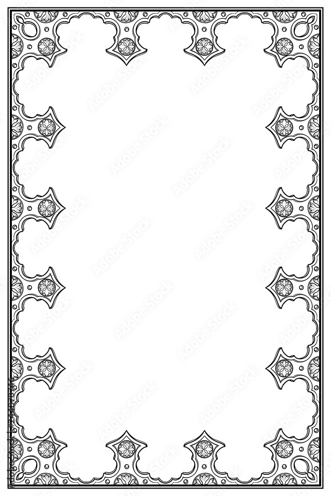Medieval manuscript style rectangular frame. Vertical orientation ...