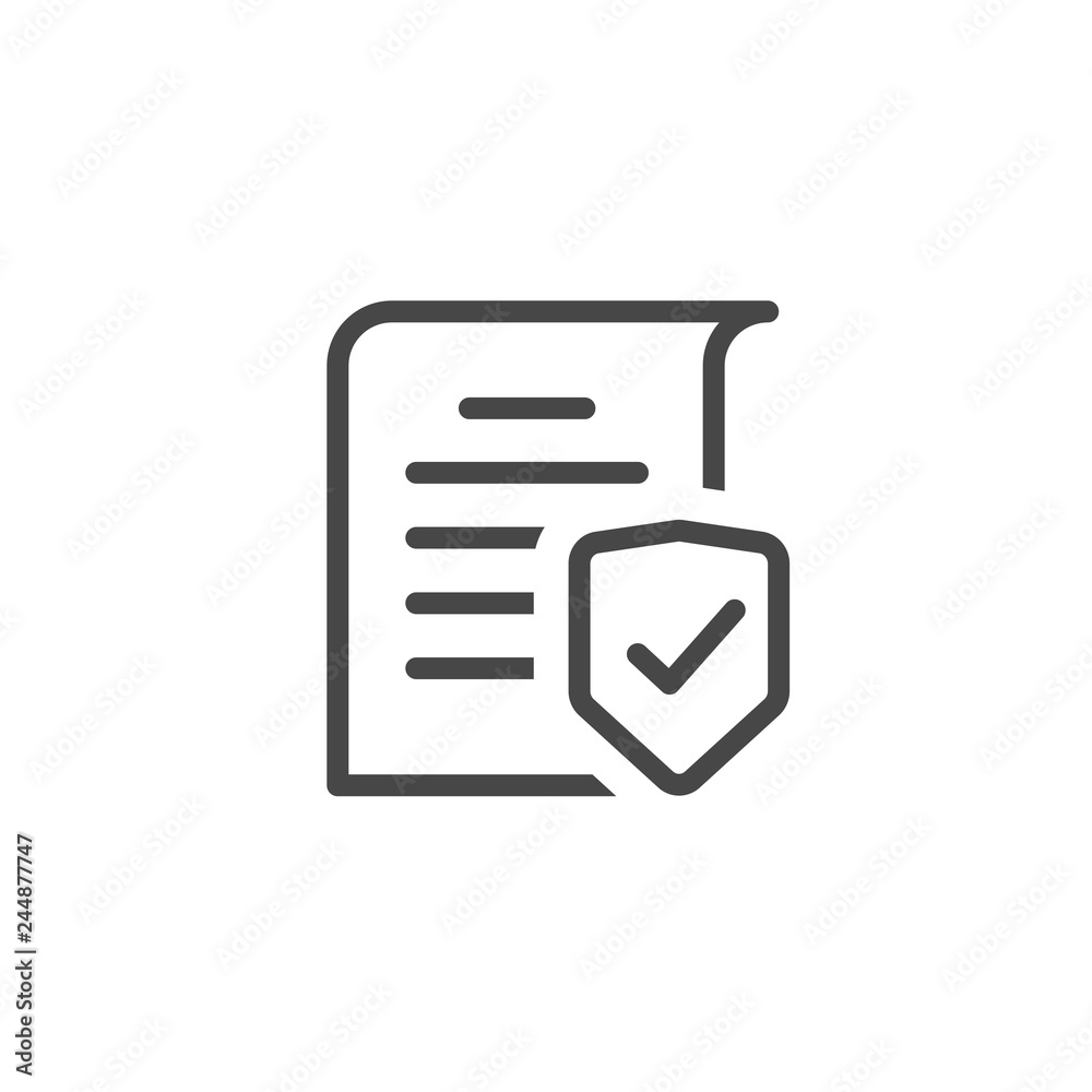 Document protection concept line art outline, confidential information ...