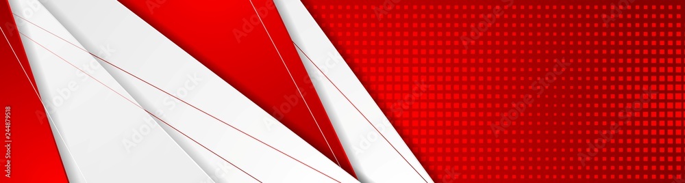 Abstract red white tech geometric banner design Stock Vector | Adobe Stock