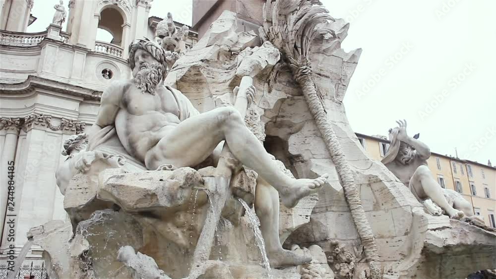Fontana dei Quattro Fiumi (Fountain of the Four Rivers), Sculpture Showing the River-god Ganges ...