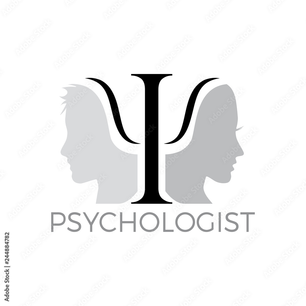 Vector logo psychologist with symbol and two human heads Stock Vector ...