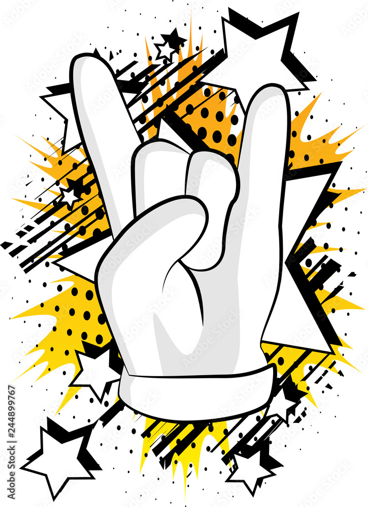 Vector cartoon hand in rocker pose. Illustrated hand expression ...